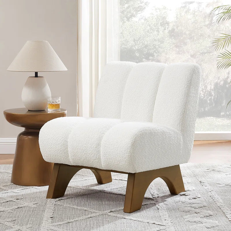 Modern Wood and Fabric Accent Sofa Chair/Stylish Single Seater Sofa fo ...