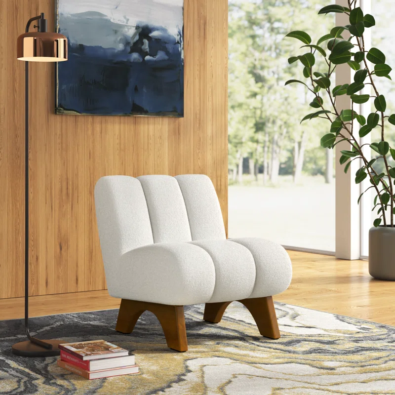 Modern Wood and Fabric Accent Sofa Chair/Stylish Single Seater Sofa fo ...