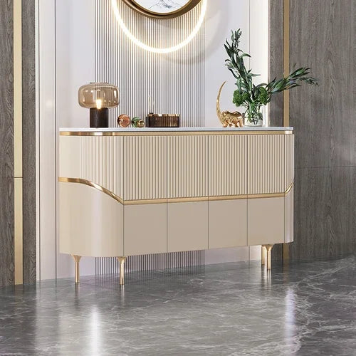 Elegant Entrance Foyer Storage Cabinet With Multiple Shelves And Drawe ...