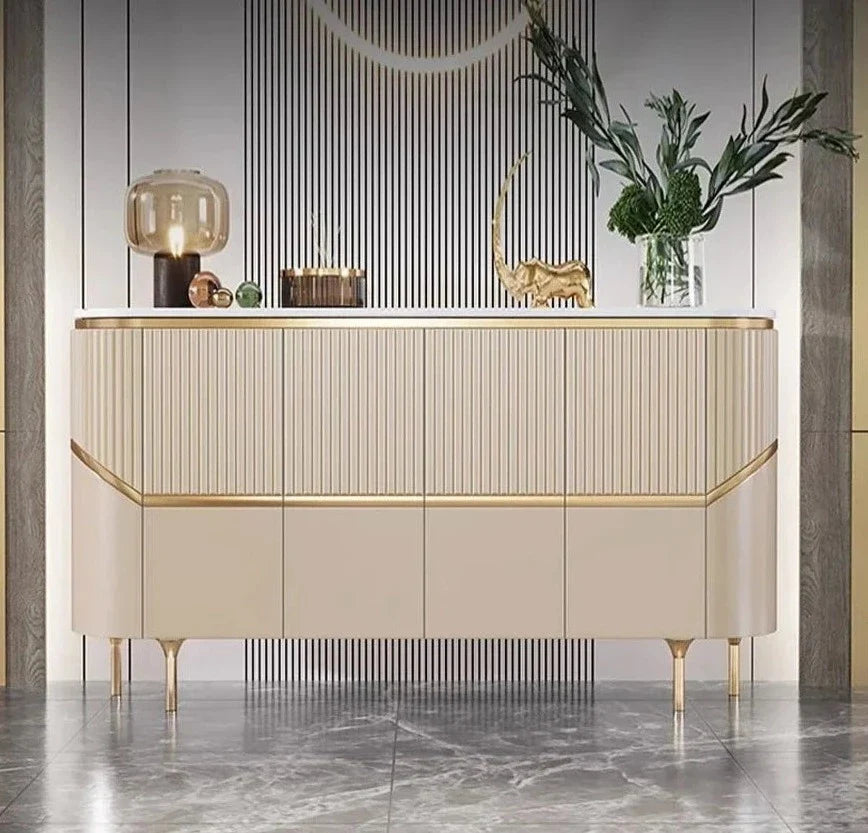 Elegant Entrance Foyer Storage Cabinet With Multiple Shelves And Drawe ...