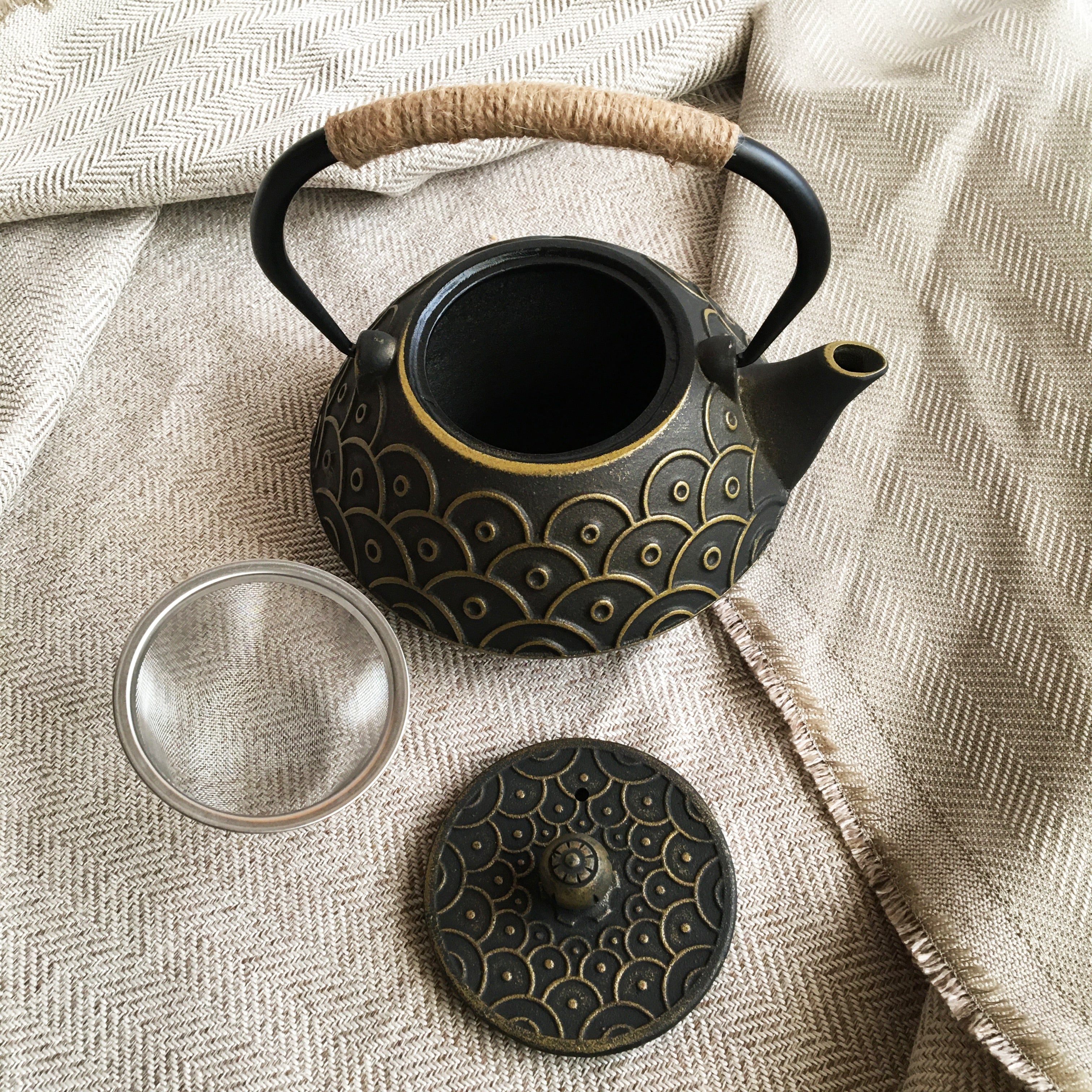 Japanese Tetsubin Cast Iron Enamel Tea Pot Kettle 900ml – PeelOrange.com