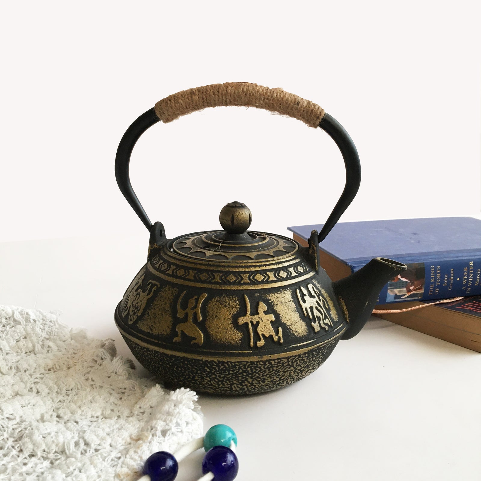 Authentic Japanese Cast Iron Teapot Set Tetsubin Kettle 800ml ...