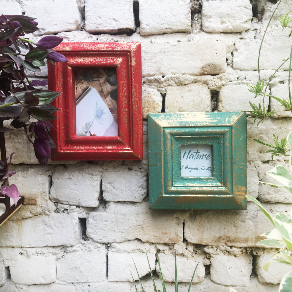 Wooden Red & Green Box Type Modern Painted Mango wood Photo Frame By H ...