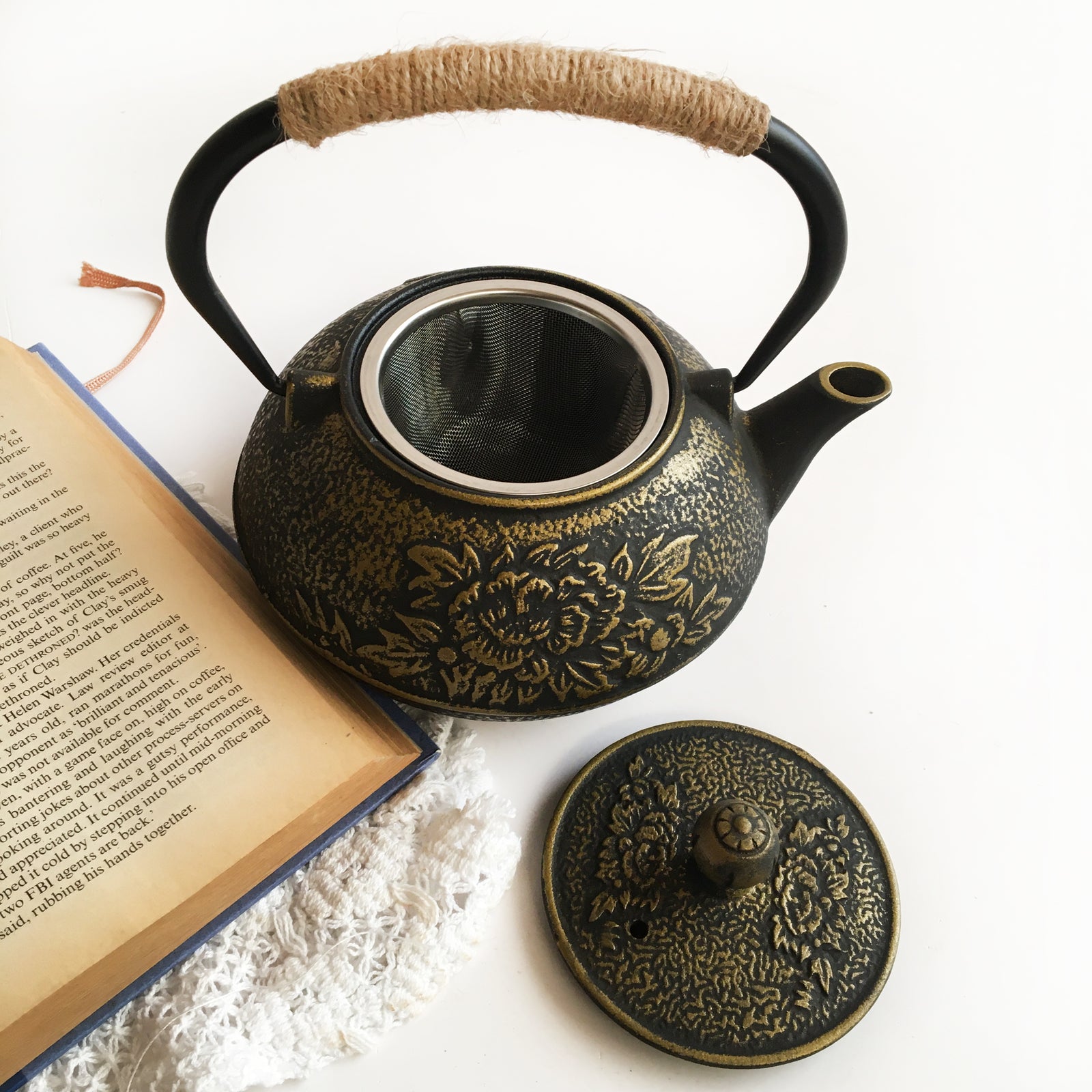 Authentic New Japanese Cast Iron Teapot Set Tetsubin Kettle 800ml ...