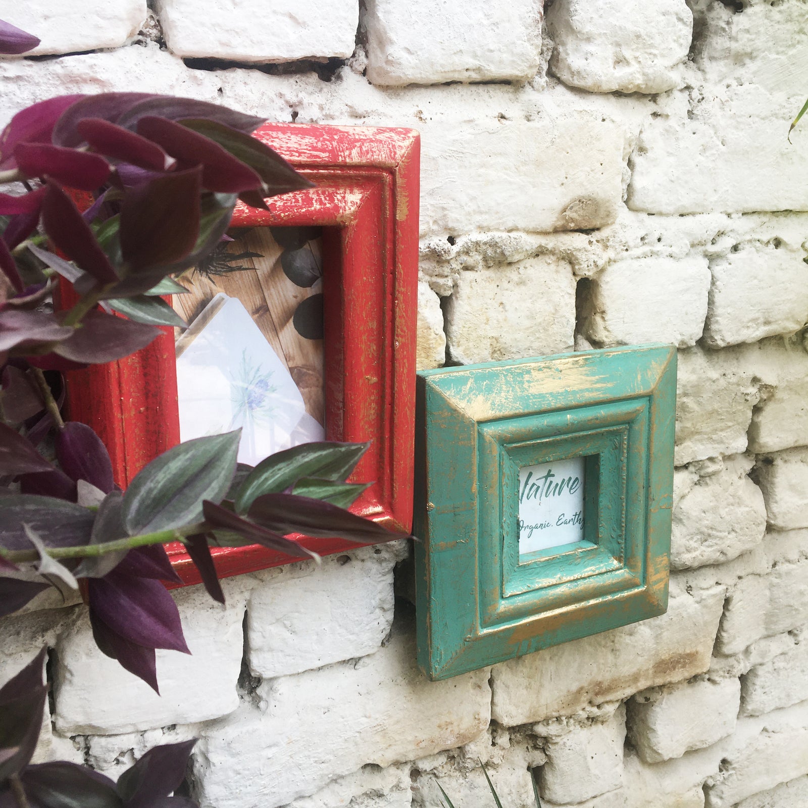 Wooden Red & Green Box Type Modern Painted Mango wood Photo Frame By H ...