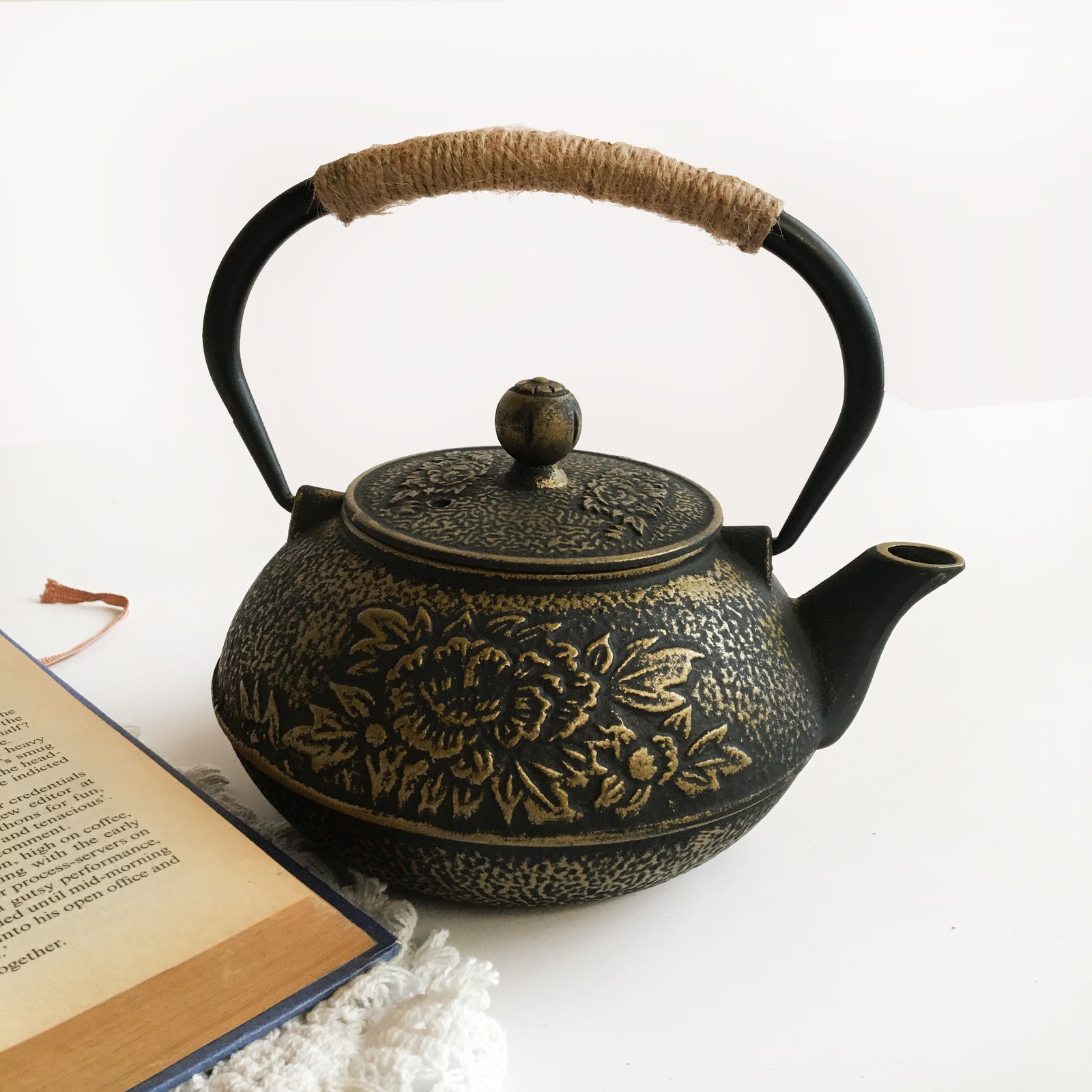 Authentic New Japanese Cast Iron Teapot Set Tetsubin Kettle 800ml ...