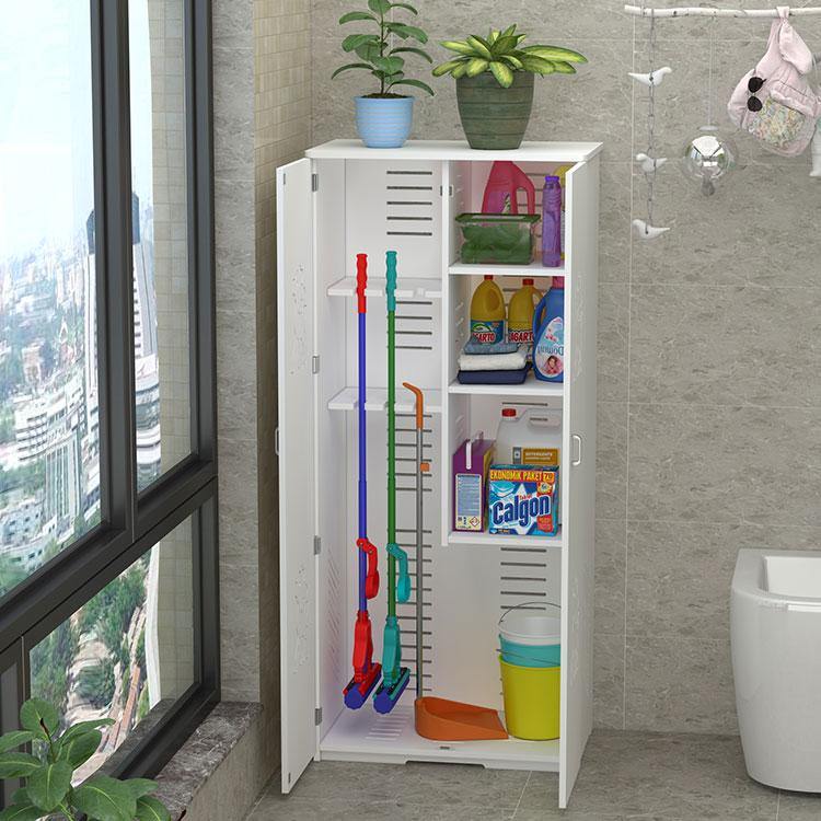 Floor Standing PVC MOP / Janitor Shelf Bathroom Accessories Storage Wa ...