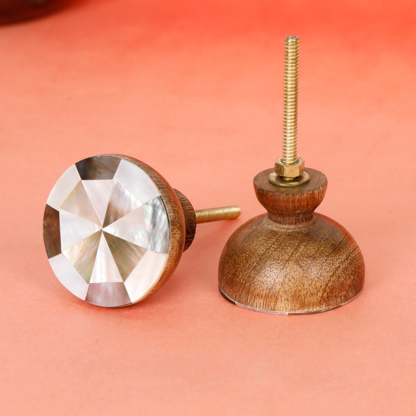 Hand Crafted Modern MOP And Wood Pattern Door/Cabinets Knobs 1Pc ...