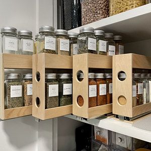 Sliding Kitchen Wooden Spice/Condiment Rack One Slide With 28 Bottles ...